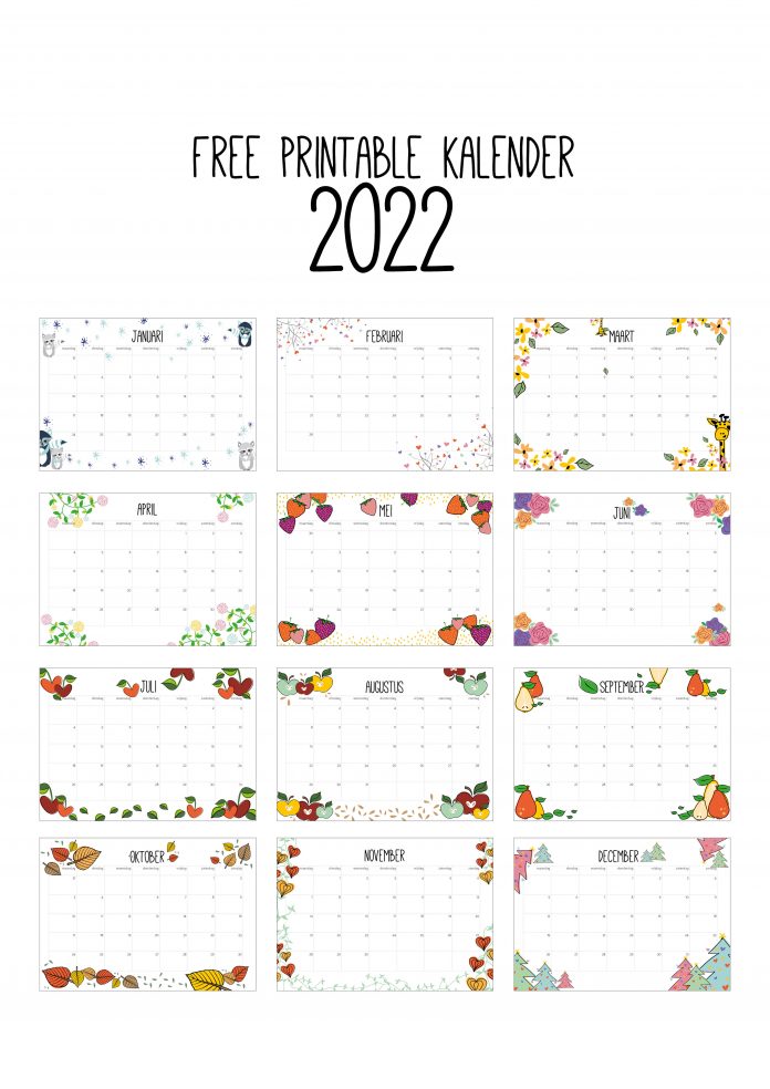 Free Printable kalender 2022 - Hip & Hot - blogazine